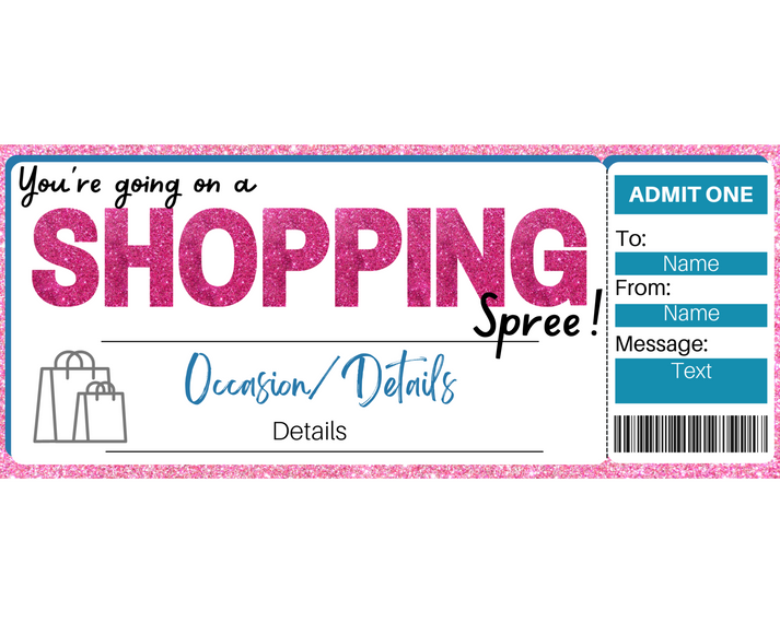 Shopping Spree Gift Ticket – Printed Smile Shop