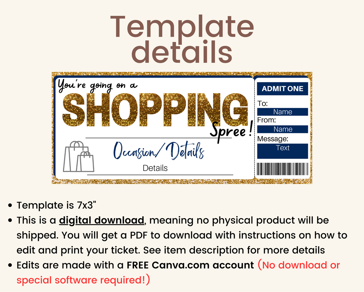 Shopping Spree Gift Certificate Template – Printed Smile Shop