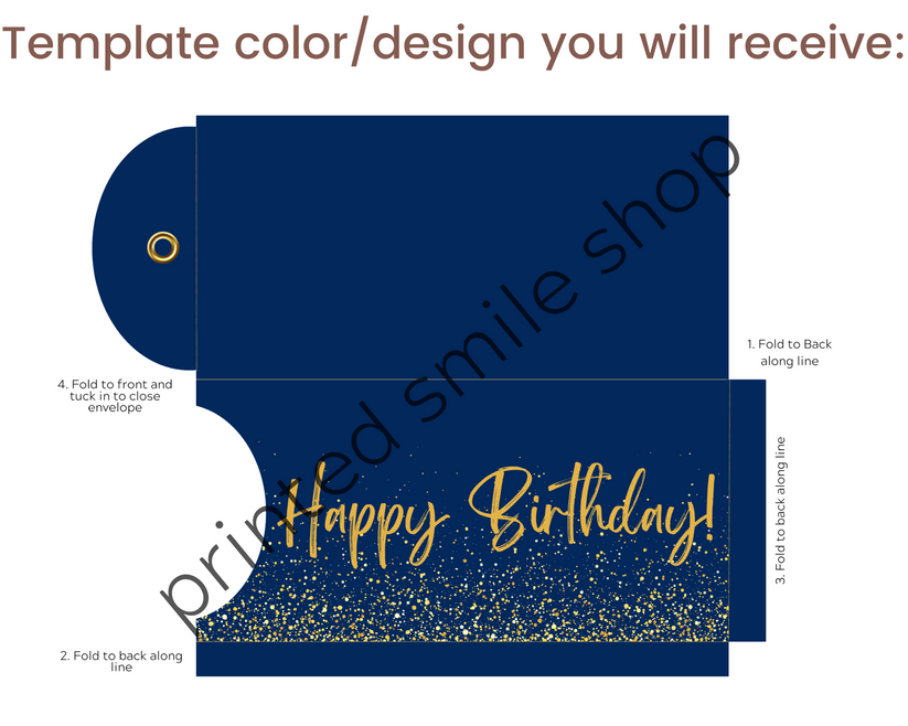 Printable Gift Ticket Pouch: Navy Birthday – Printed Smile Shop