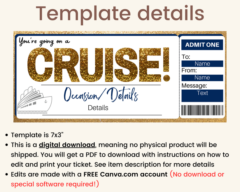 Cruise Boarding Pass: Printable Cruise Ticket – Printed Smile Shop