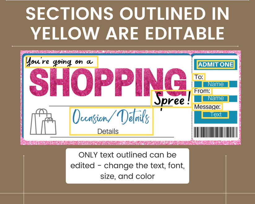Shopping Spree Gift Ticket – Printed Smile Shop