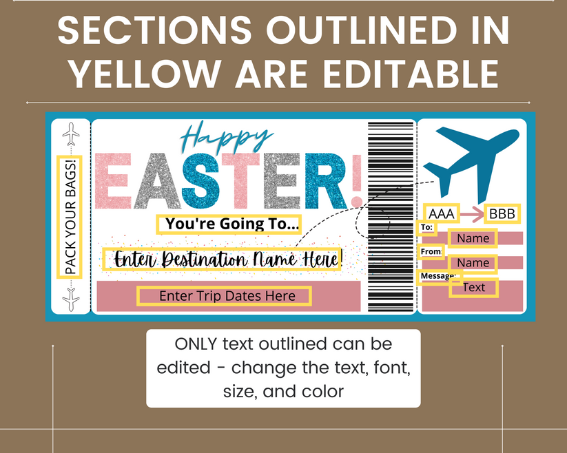 Easter Boarding Pass Template – Printed Smile Shop