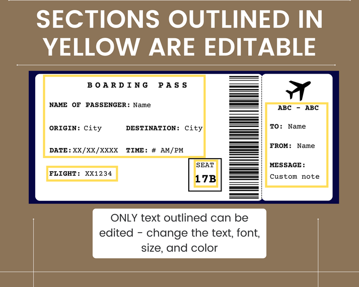 Printable Boarding Pass Template – Printed Smile Shop