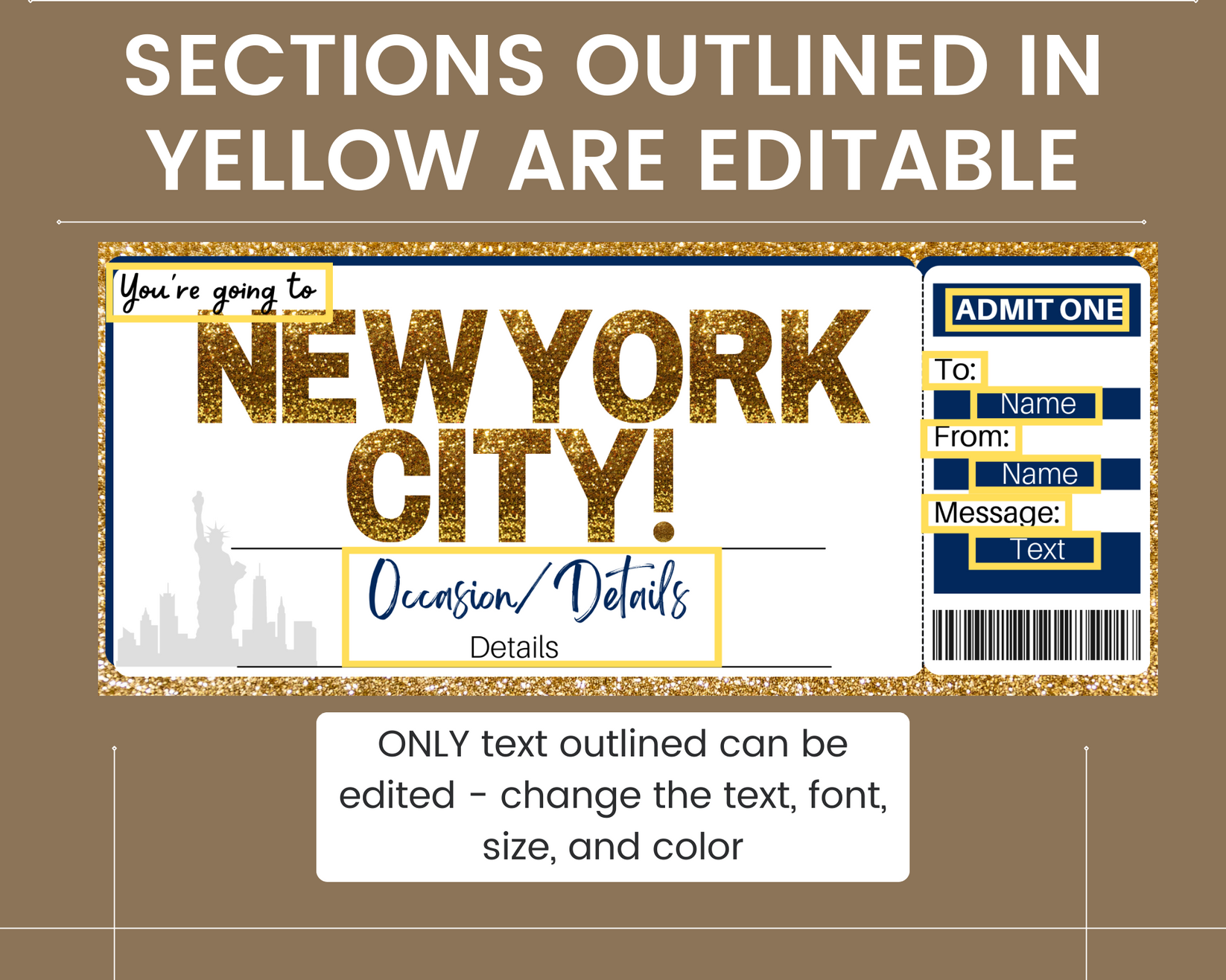 NYC Boarding Pass Template – Printed Smile Shop