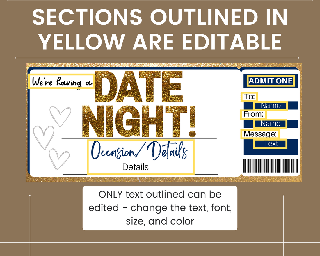 Date Night Gift Ticket Template – Printed Smile Shop