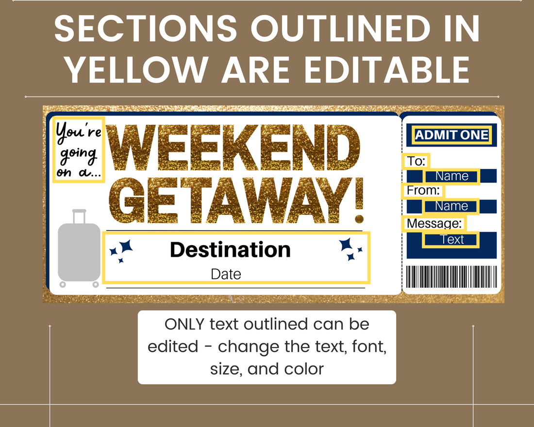 Weekend Getaway Ticket Template – Printed Smile Shop