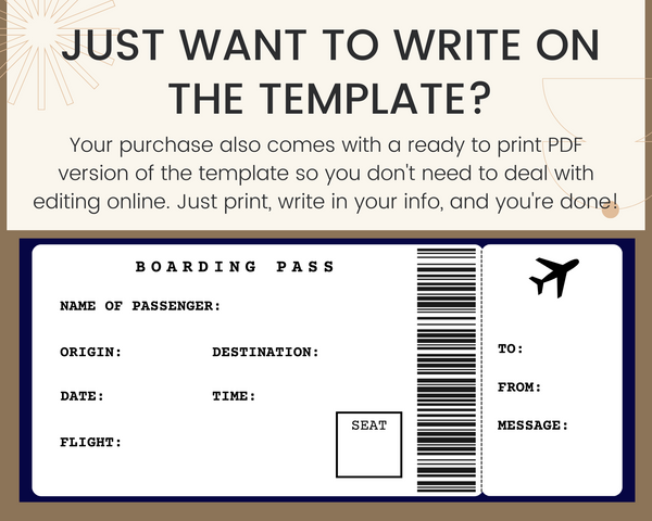 Printable Boarding Pass Template – Printed Smile Shop