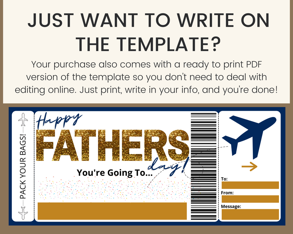 Father's Day Boarding Pass: Printable Flight Ticket – Printed Smile Shop