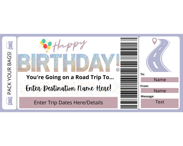 Happy Birthday Road Trip Boarding Ticket – Printed Smile Shop