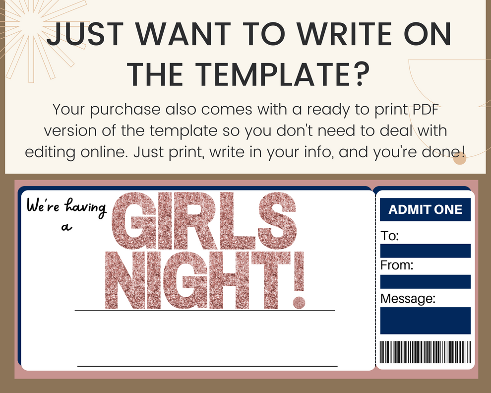 Girls Night Gift Certificate Template – Printed Smile Shop