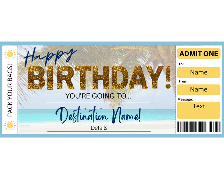 Beach Boarding Pass: Surprise Beach Vacation Ticket – Printed Smile Shop