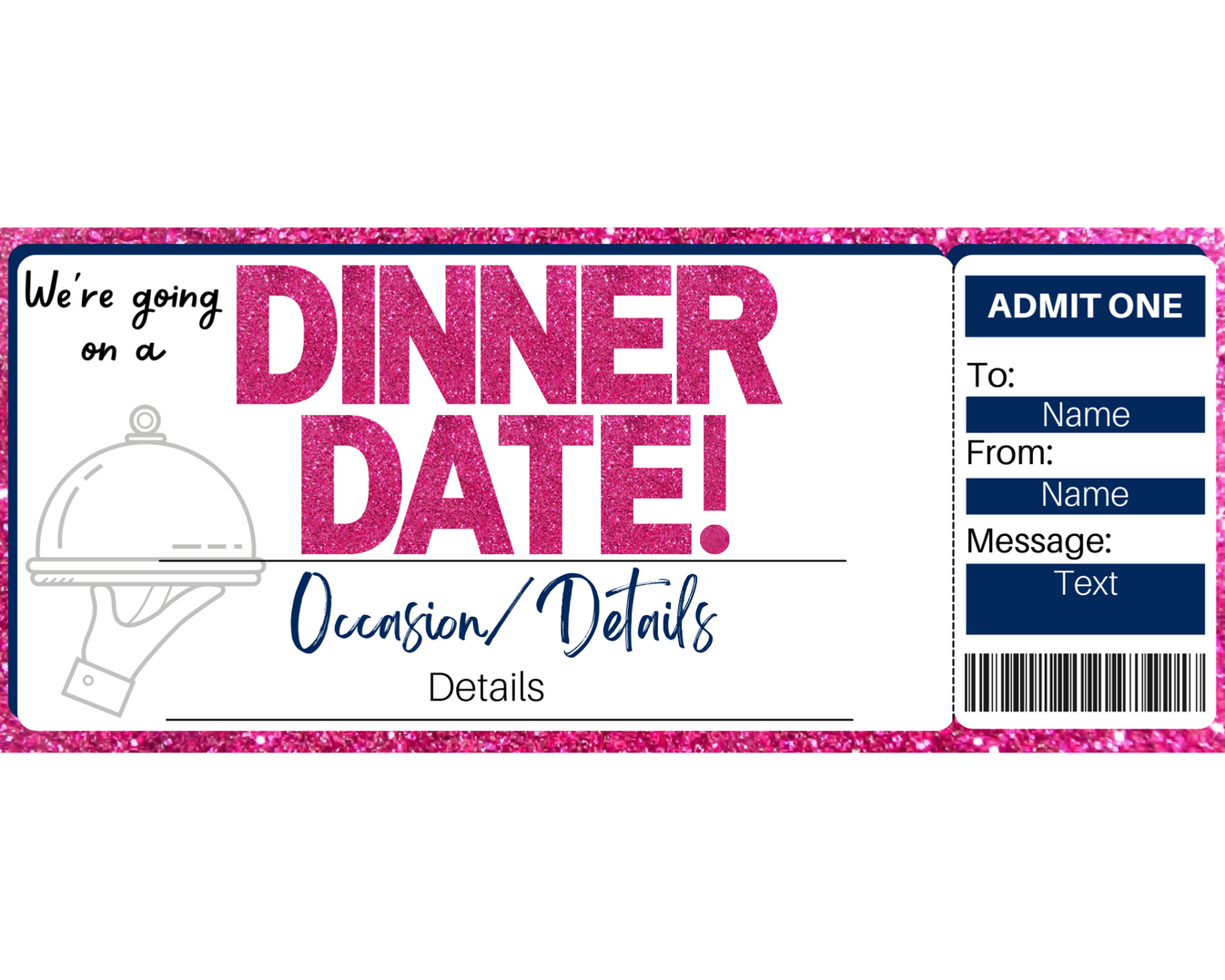 Printable Dinner Date Gift Ticket Template – Printed Smile Shop