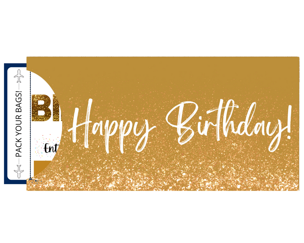 Printable Ticket Envelope: Gold Birthday – Printed Smile Shop